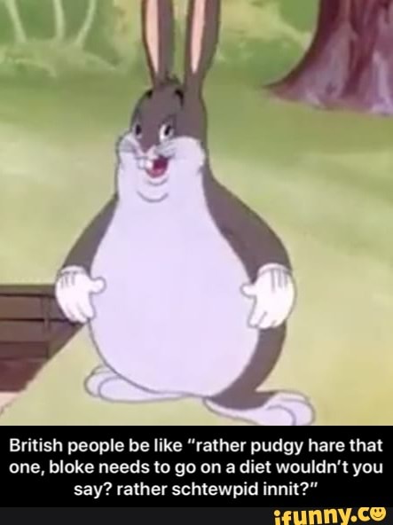 British people be like "rather pudgy hare that one, bloke needs to go ...