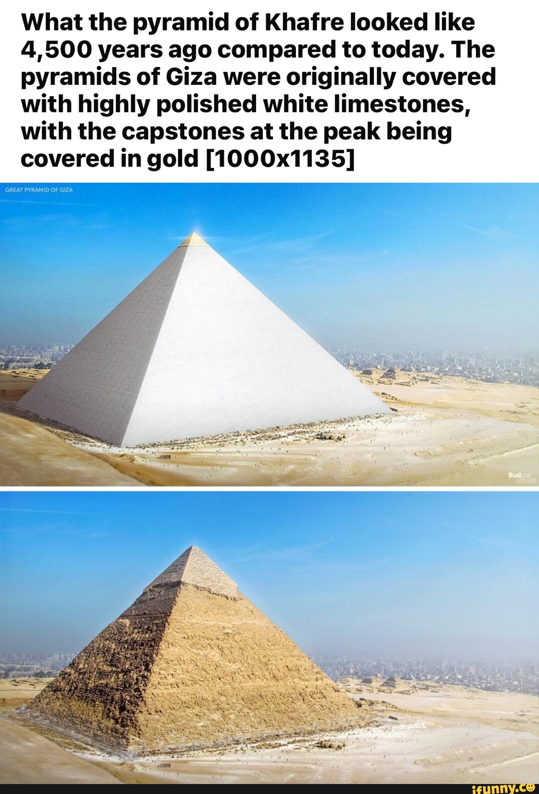 What the pyramid of Khafre looked like 4,500 years ago compared to ...