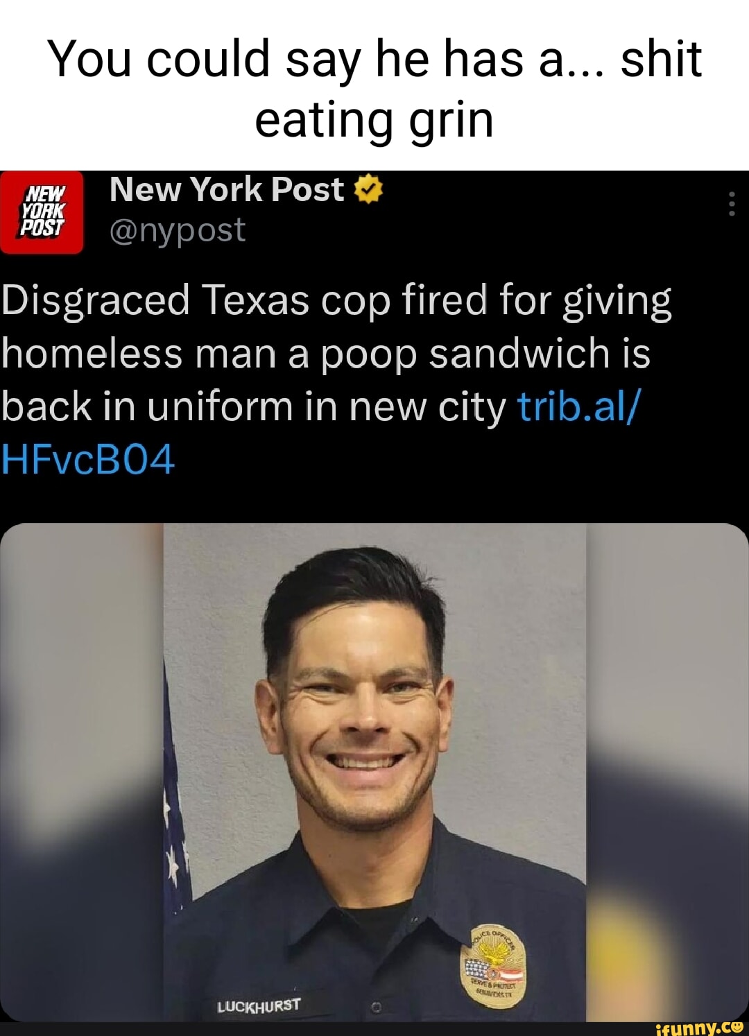 You could say he has a... shit eating grin NEW New York Post @ YORK ...
