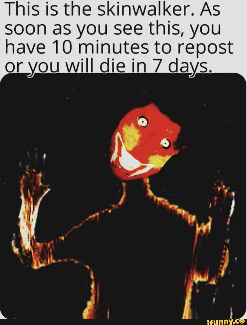 This is the skinwalker. As soon as you see this, you have 10 minutes to ...