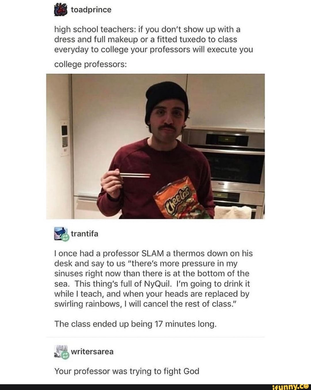 High school teachers: if you don't show up with a dress and full makeup ...