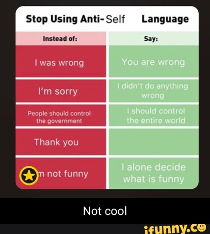 Stop Using Anti-Self Language Instead of: Say: I was wrong I'm sorry ...