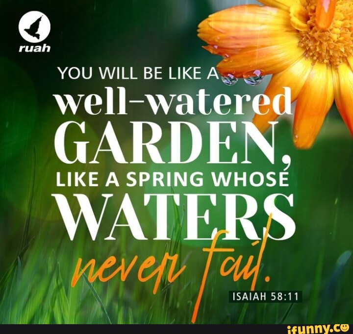 Ruah YOU WILL BE LIKE welll- watered, LIKE A SPRING WHOSE WATERS - iFunny