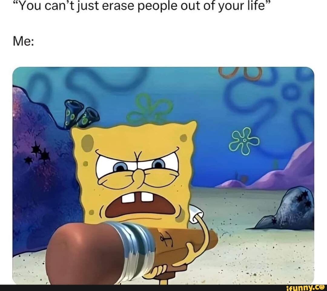 "You can't just erase people out of your life" Me: - iFunny