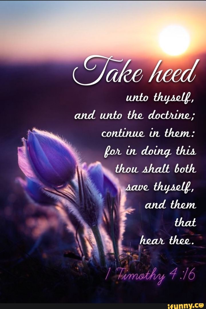 Take heed unto thyself, and unto the. doctrine; continue tn them: for ...