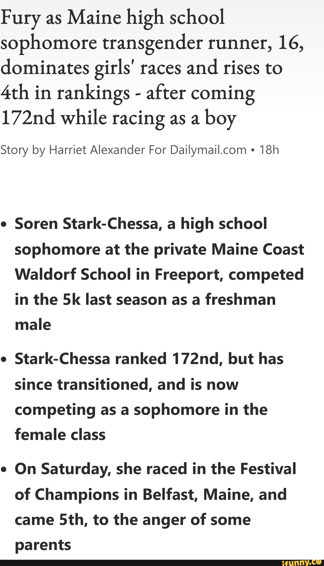 Fury as Maine high school sophomore transgender runner, 16, dominates ...