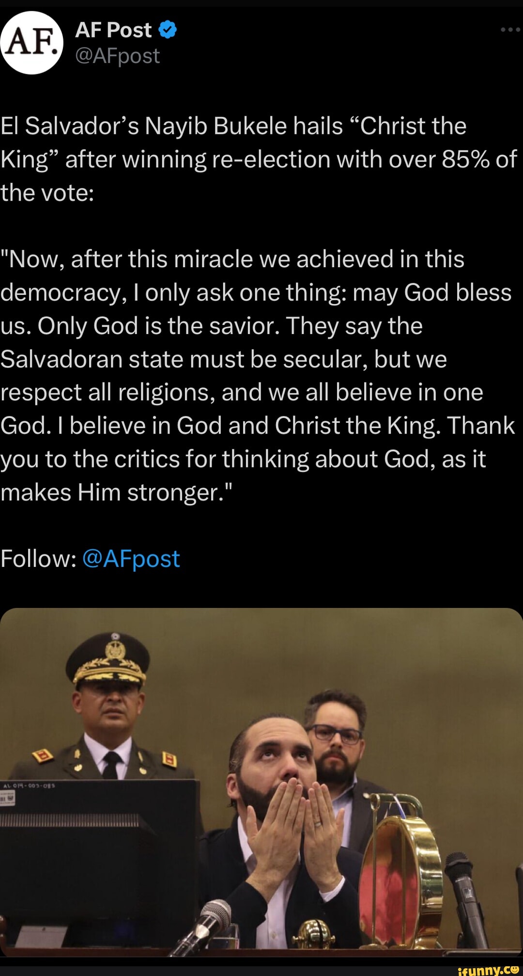 AF Post AR) @AFpost El Salvador's Nayib Bukele hails "Christ the King ...