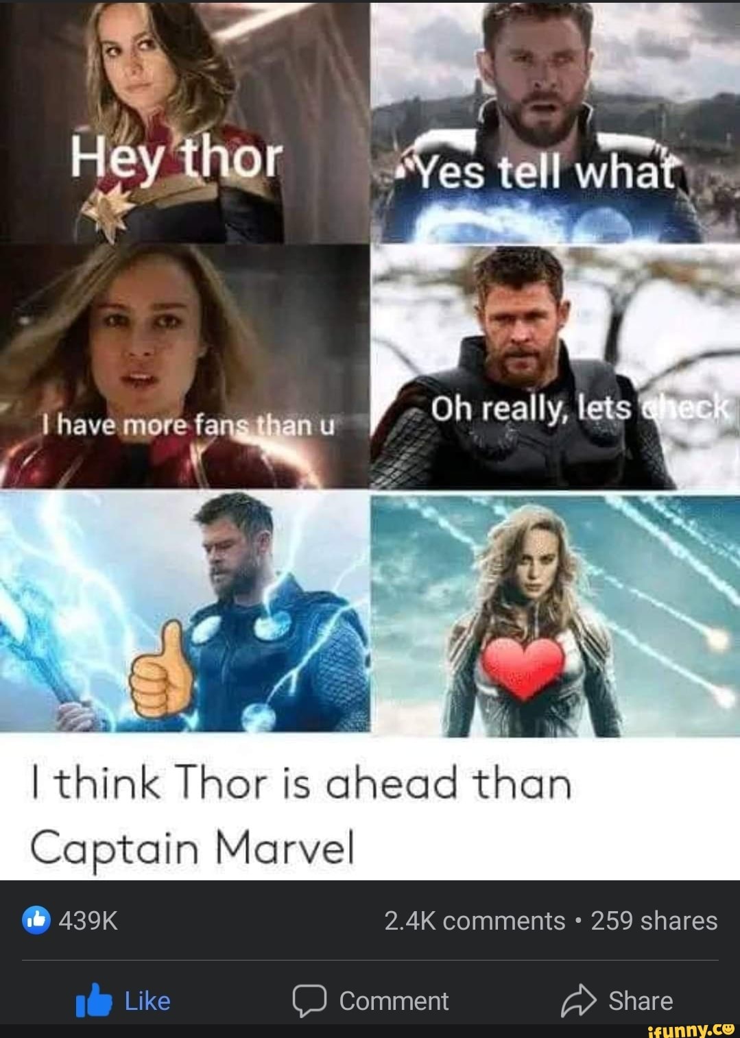 Hey thor Yes tell what. / ~ have more fans *han u ~Oh reallly, lets' WW ...