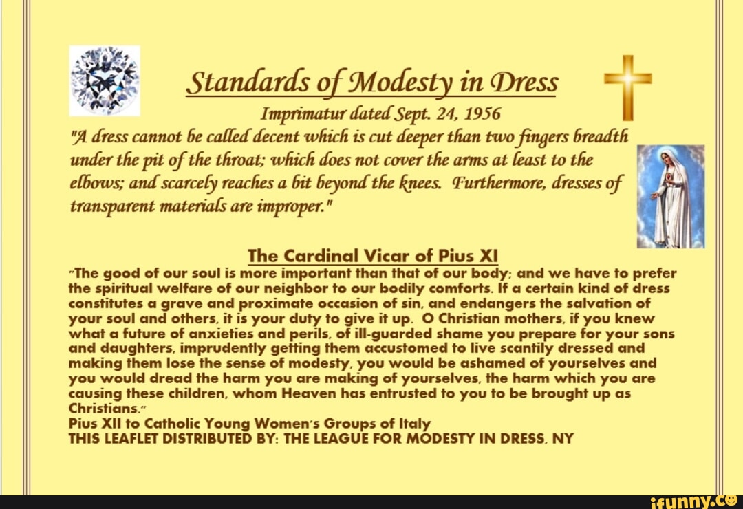 Standards of Modesty in Dress Imprimatur dated Sept. 24, 1956 "A dress ...