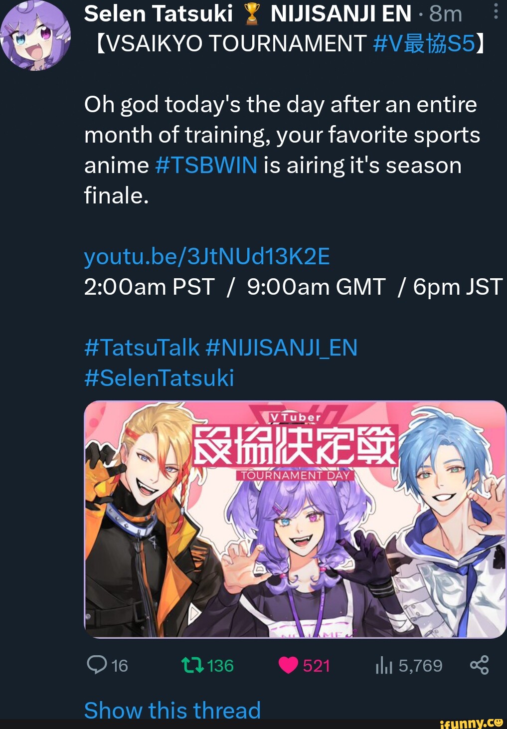 Selen Tatsuki NUISANJI EN - (VSAIKYO TOURNAMENT #V Oh god today's the day after an entire month ...
