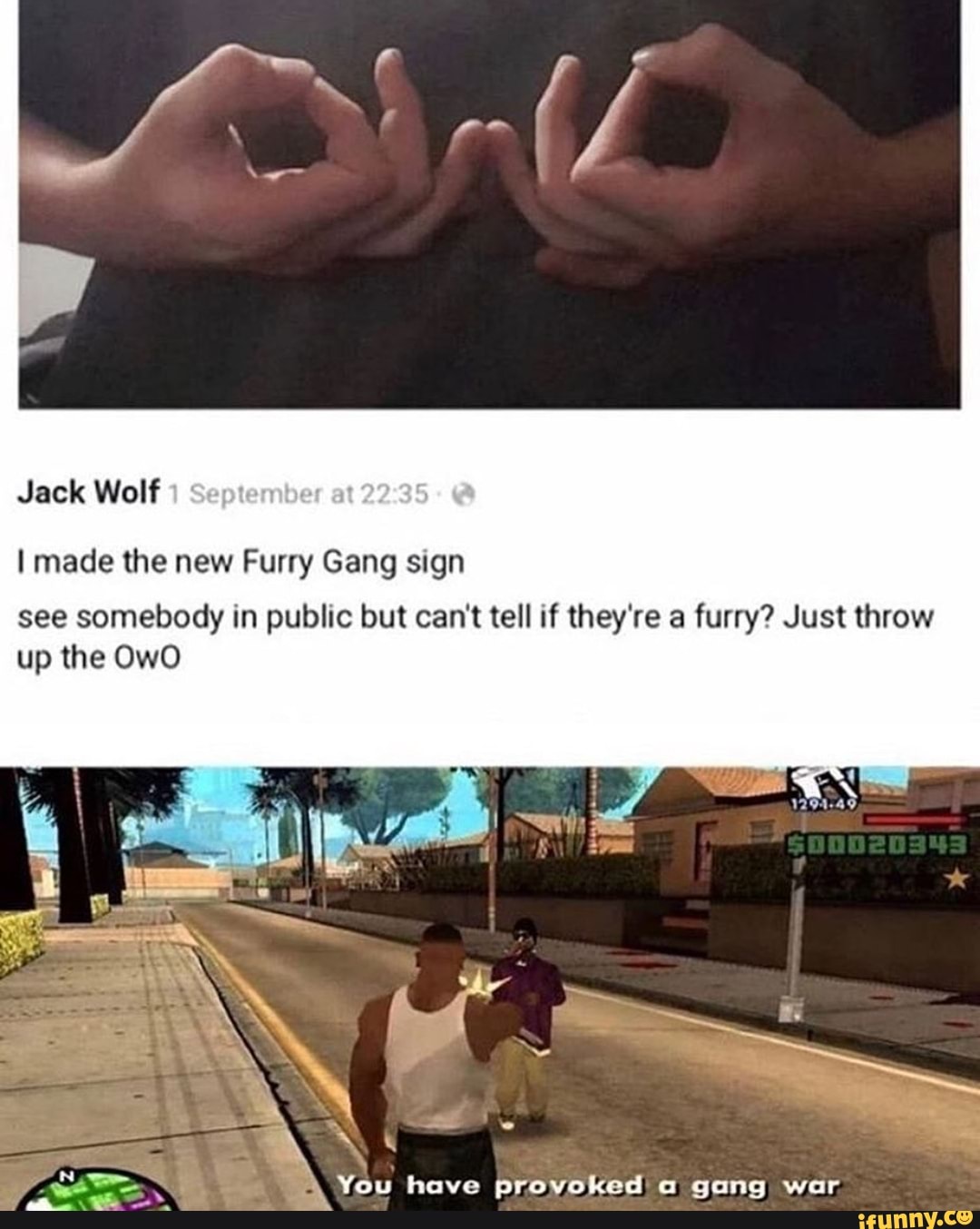 I made the new Furry Gang sign see somebody in public but can't tell if ...