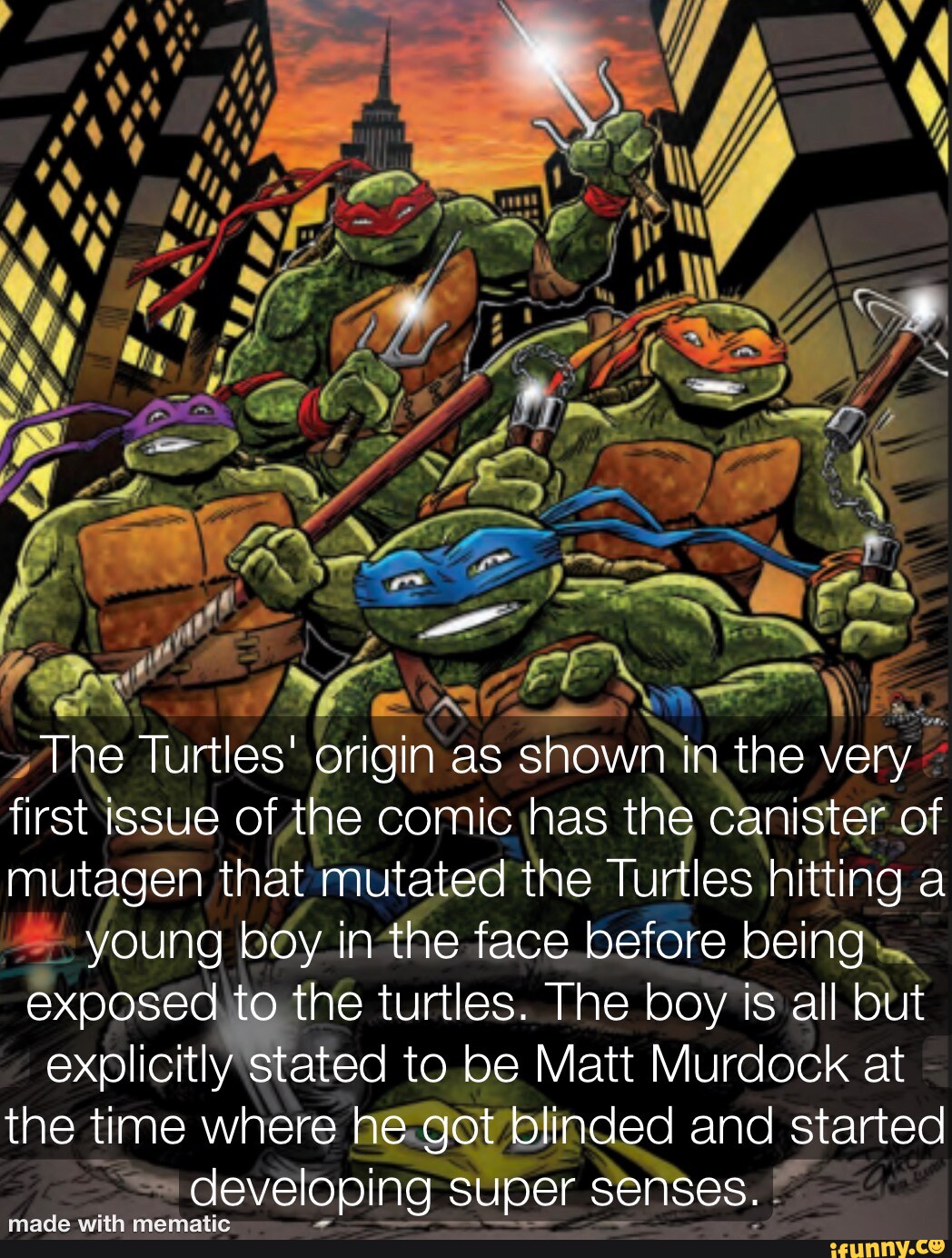 The Turtles' origin as shown in the very first issue of the comic has ...