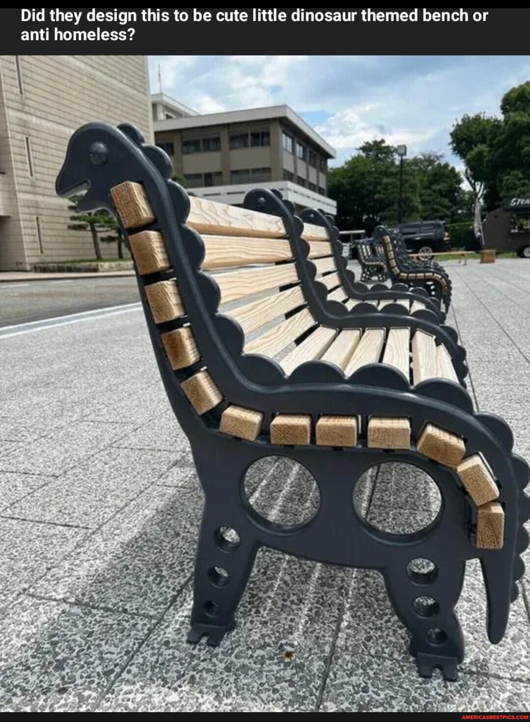 Did they design this to be cute little dinosaur themed bench or anti ...