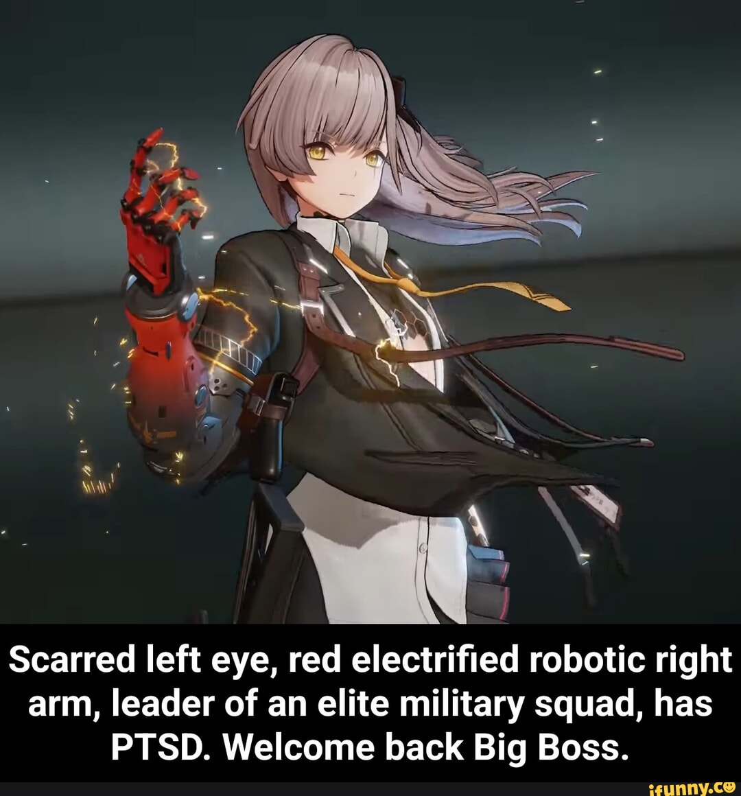 Scarred left eye, red electrified robotic right arm, leader of an elite ...