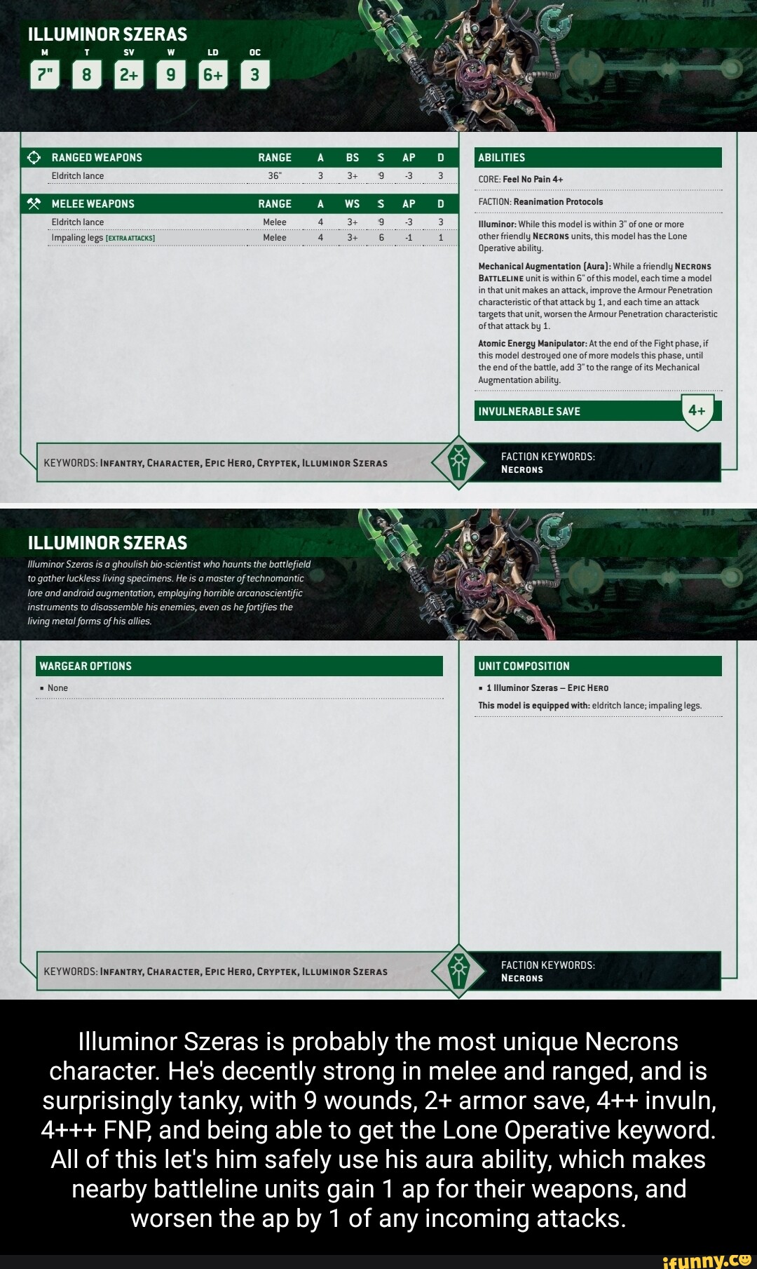 ILLUMINOR SZERAS MELEE WEAPONS RANGED WEAPONS ABILITIES Eldritch lance ...