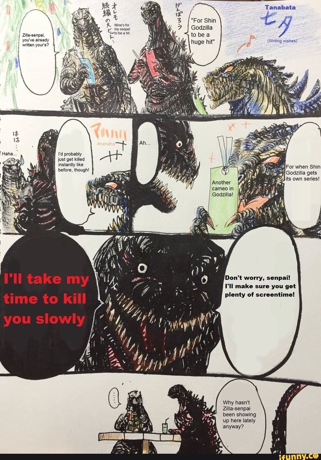 Tanabata "Fer Stun Godzilla tobea huge hit" (Writing wishes) written ...