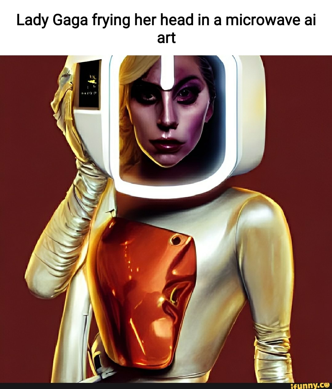Lady Gaga frying her head in a microwave ai art - iFunny