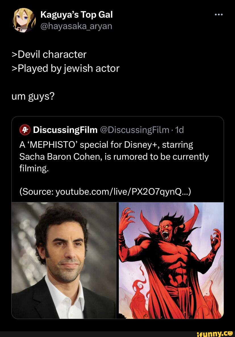 Kaguya's Top Gal @hayasaka_aryan >Devil character >Played by jewish ...