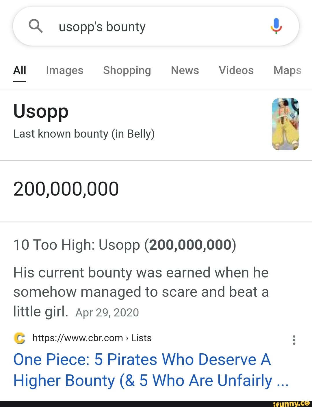 Q._usopp's bounty All Images Shopping News Videos Maps Usopp Last known ...