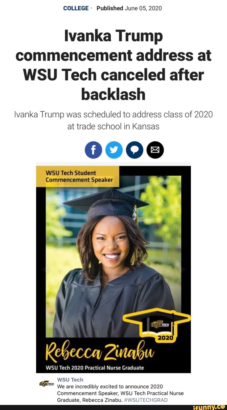 COLLEGE Published June 05, 2020 Ivanka Trump commencement address at ...