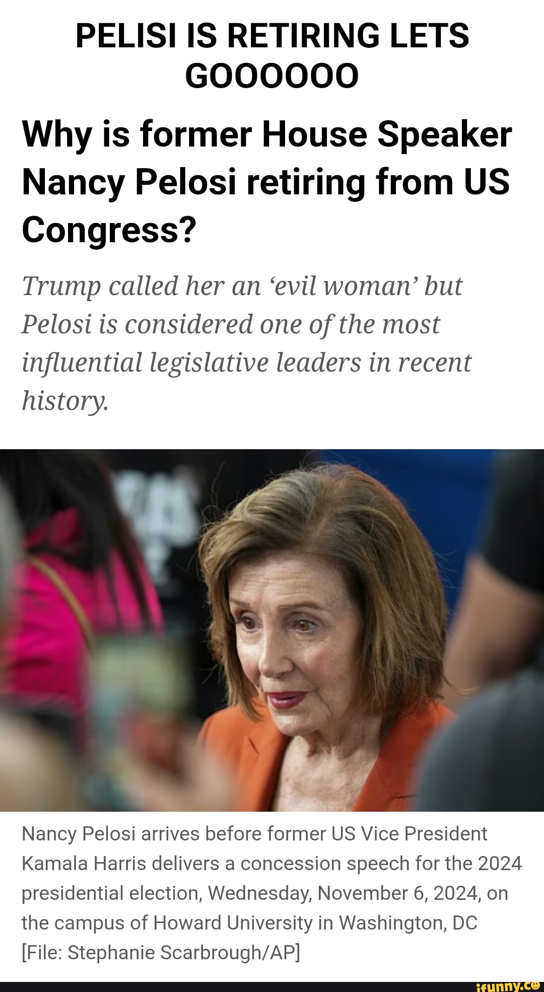 PELISI IS RETIRING LETS GOOOOOO Why is former House Speaker Nancy ...