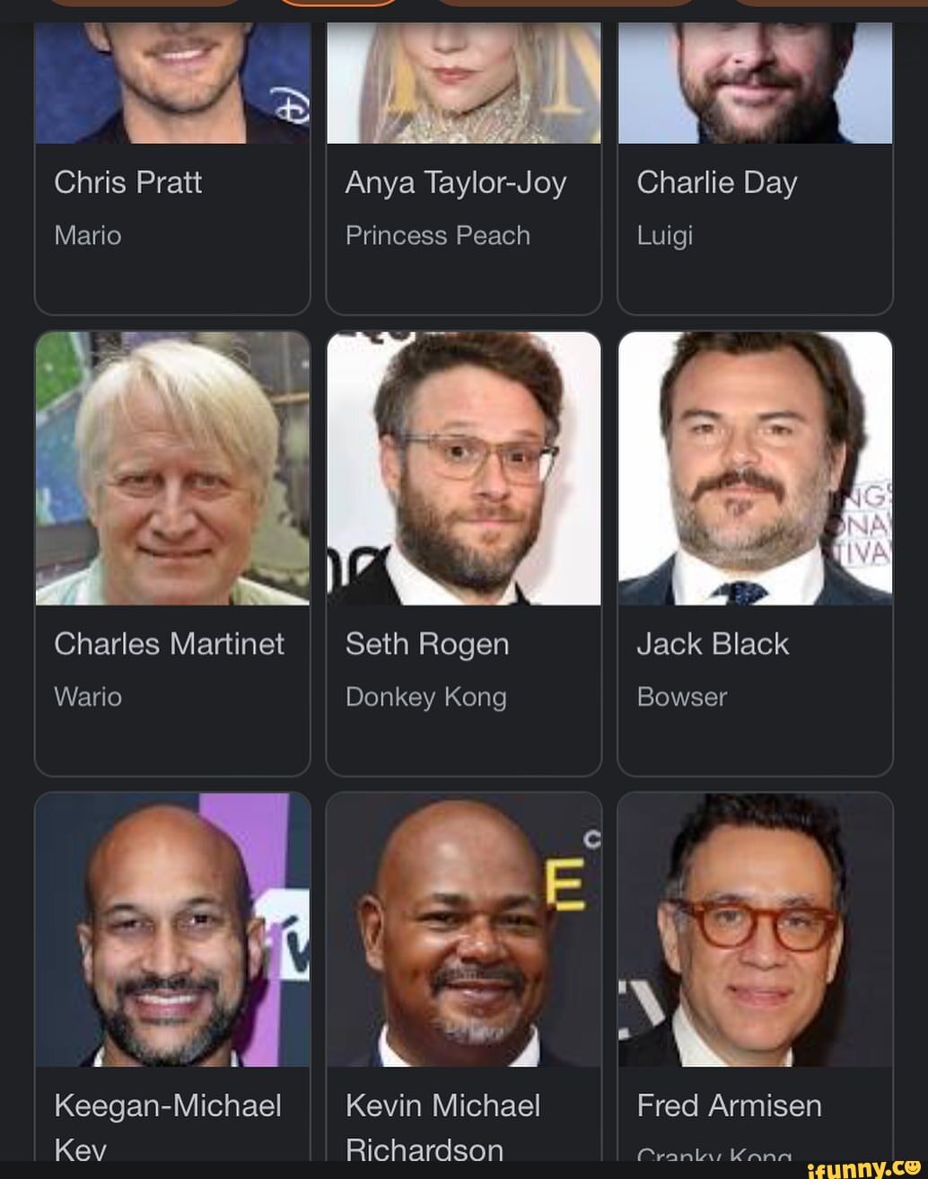 Chris Pratt Anya Taylor-Joy Charlie Day Mario Princess Peach Luigi ... Chris Pratt Anya Taylor-Joy Charlie Day Mario Princess Peach Luigi ...