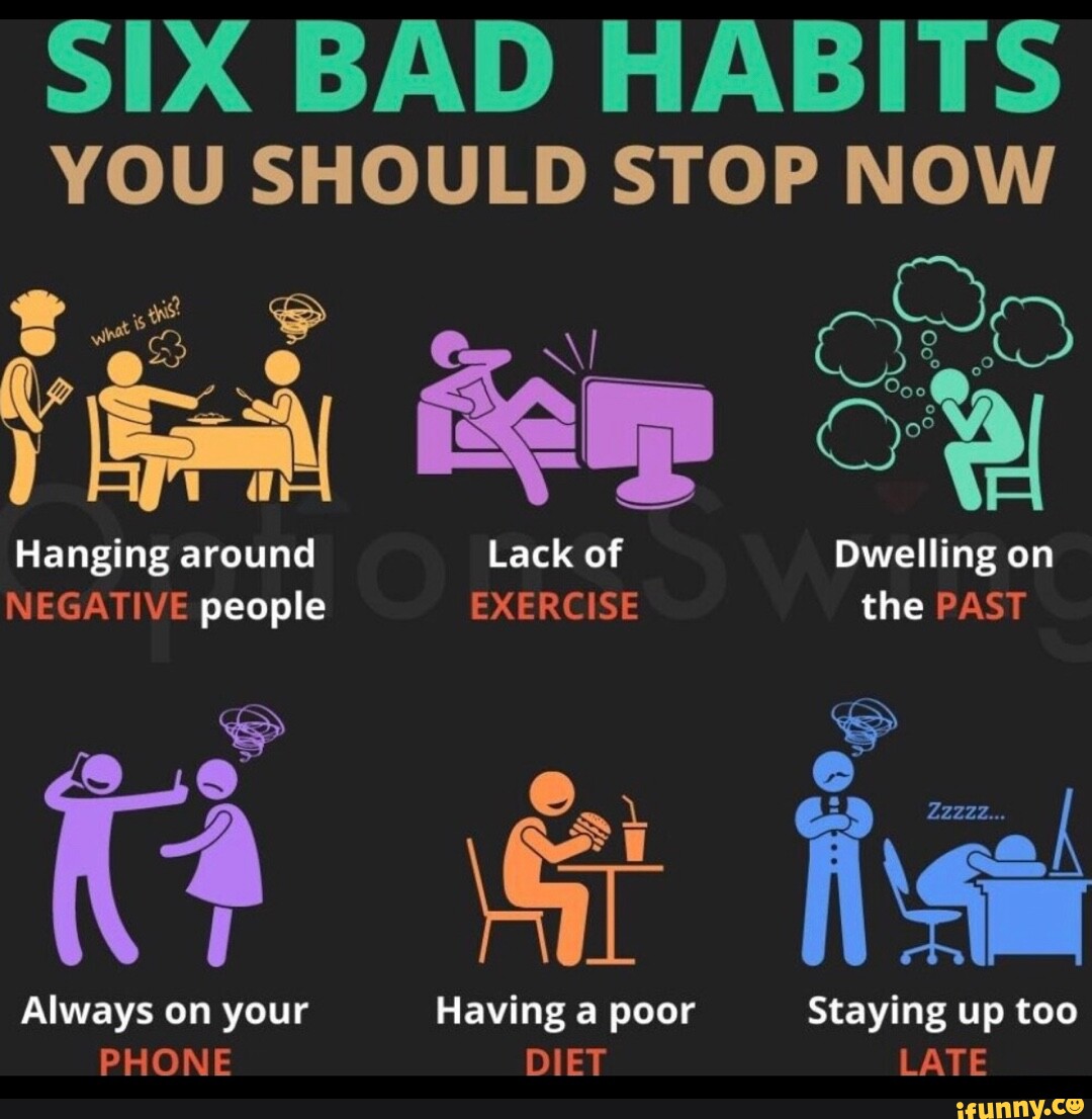 SIX BAD HABITS YOU SHOULD STOP NOW Hanging around Lack of Dwelling on ...