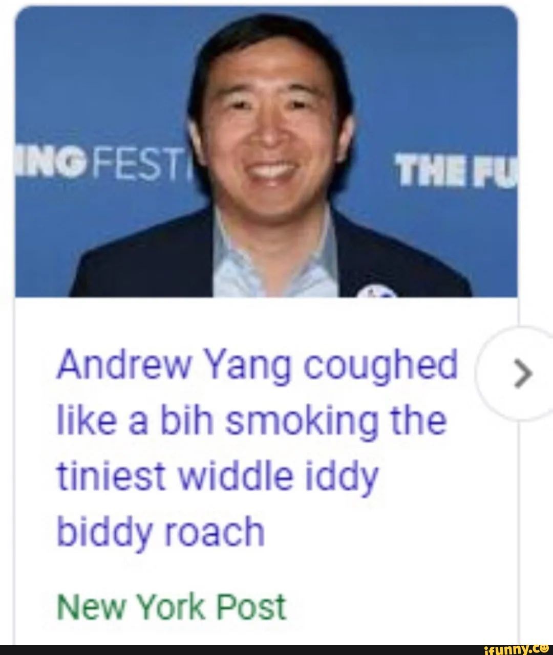 Andrew Yang coughed like a bin smoking the tiniest widdle iddy biddy ...