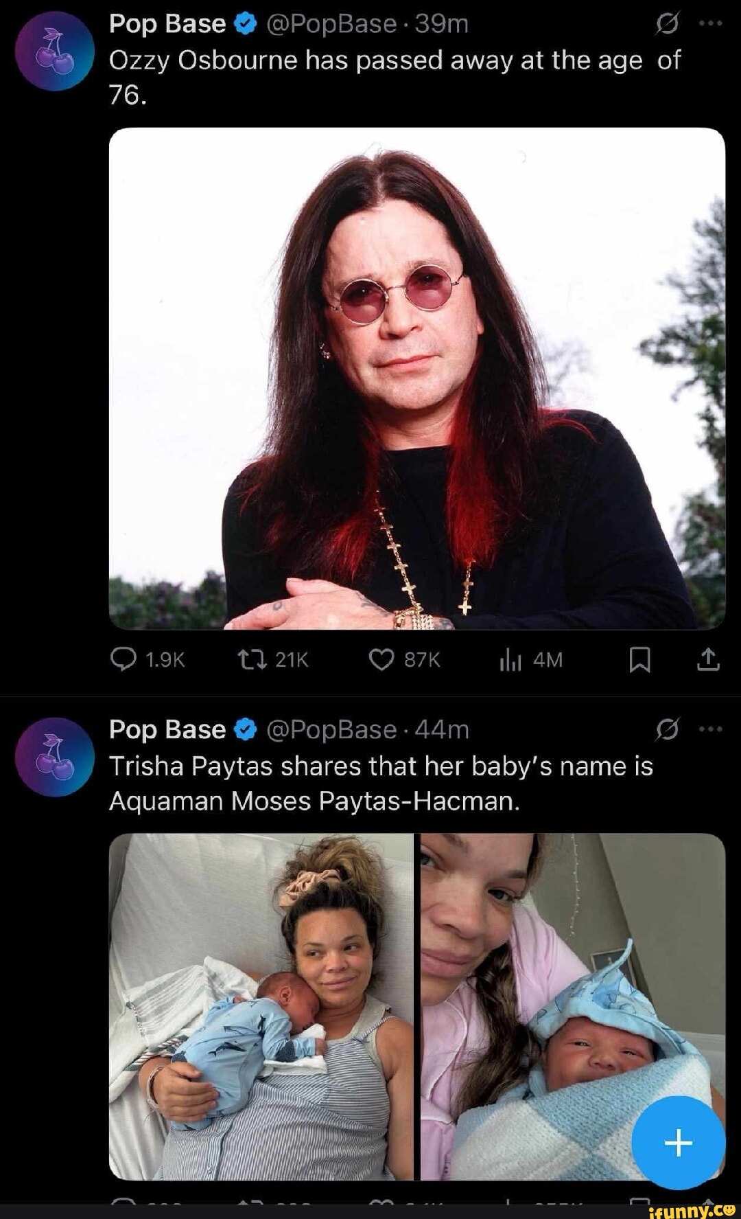 Pop Base @ @PopBase ty Ozzy Osbourne has passed away at the age of 76. Pop Base @ @PopBase ...