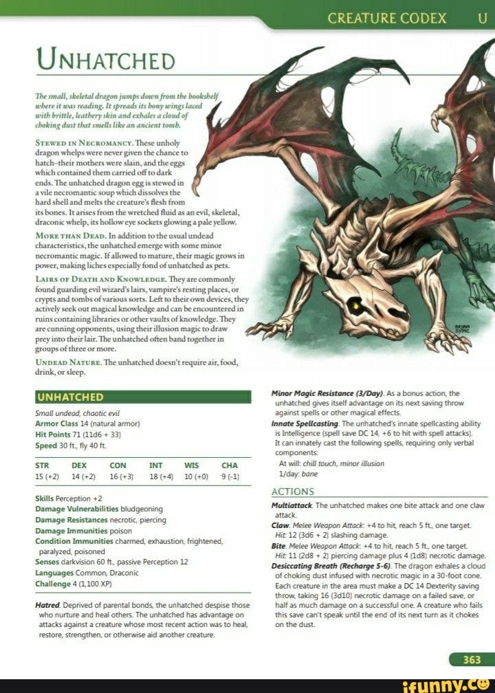 UNHATCHED CREATURE CODEX The small, skeletal dragon jumps down from the ...