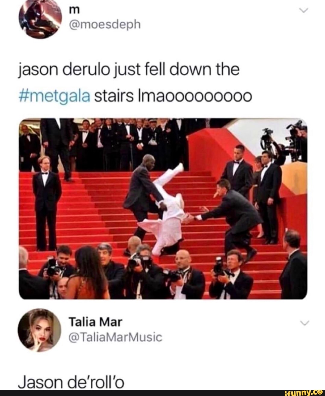 Jason derulo just fell clown the #metgala stairs Imacoo000000 Jason de ...