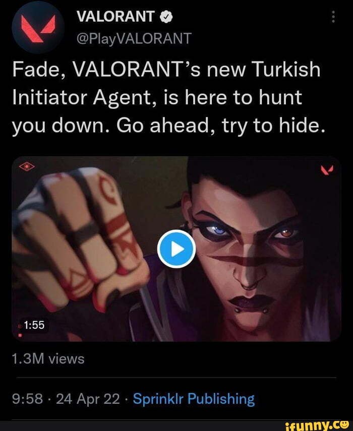 VALORANT @PlayVALORANT Fade, VALORANT's new Turkish Initiator Agent, is ...