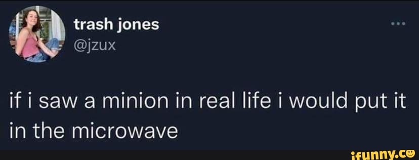 Trash jones if i saw a minion in real life i would put it in the ...