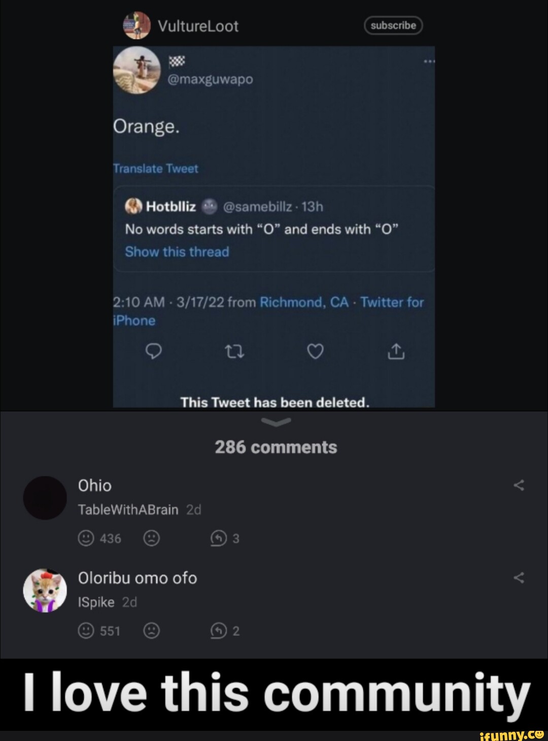 VultureLoot subscribe Orange. Translate Tweet Hotblliz sam 134 No words ...