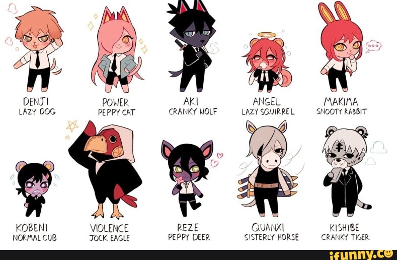 POWER AKI ANGEL MAKINA LAZY PEPPY CAT CRANKY WOLF LAZY SQUIRREL ...