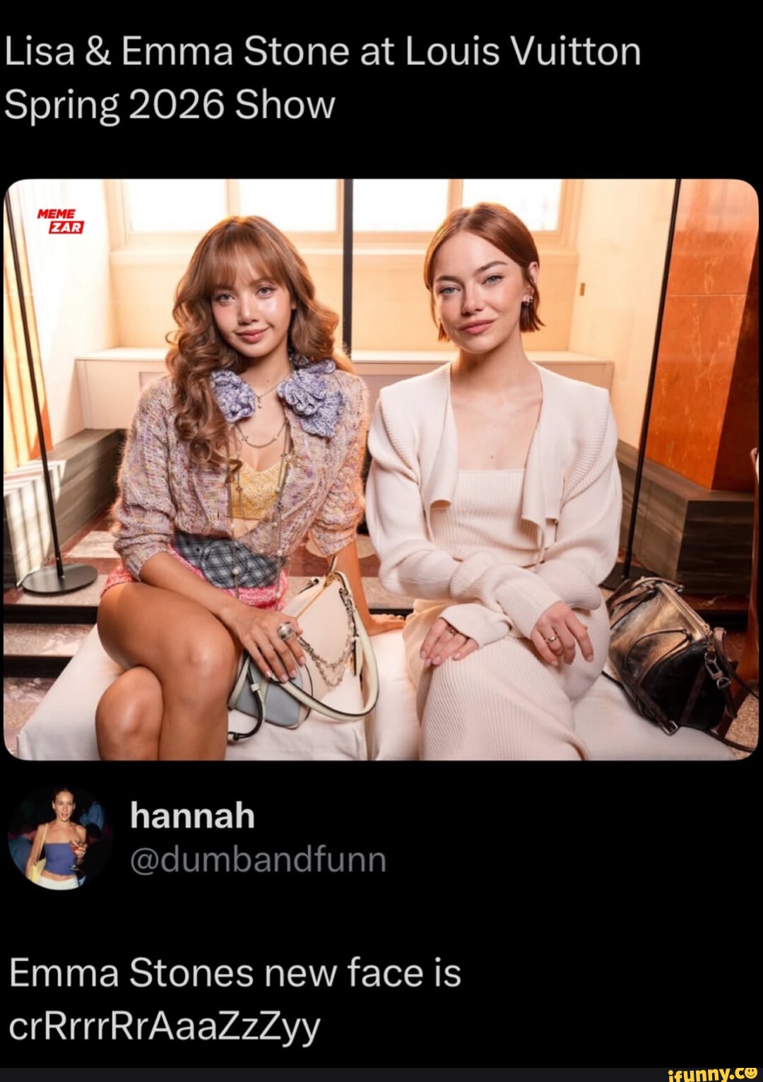 Lisa & Emma Stone at Louis Vuitton Spring 2026 Show hannah Emma Stones ...