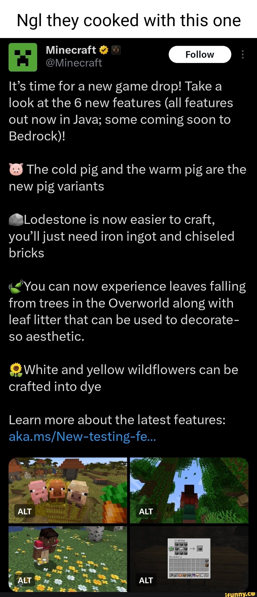 Ngl they cooked with this one Minecraft @ @Minecraft It's time for new ...