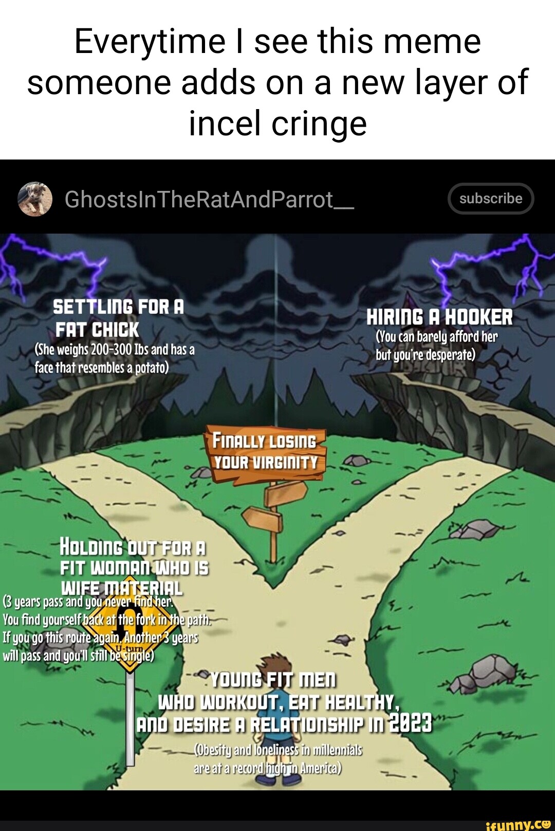 Everytime I see this meme someone adds on a new layer of incel cringe ...