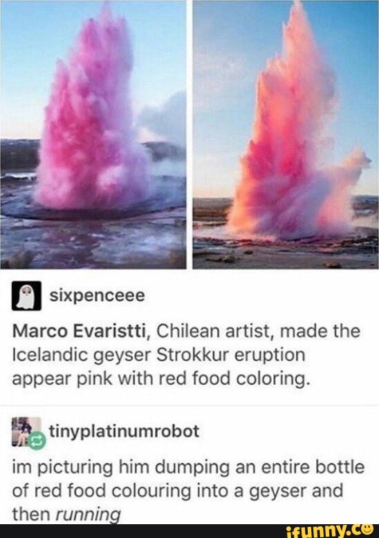 Marco Evaristti, Chilean artist, made the Icelandic geyser Strokkur ...