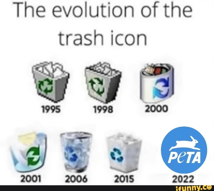 The evolution of the trash icon 1998 PeTA - iFunny