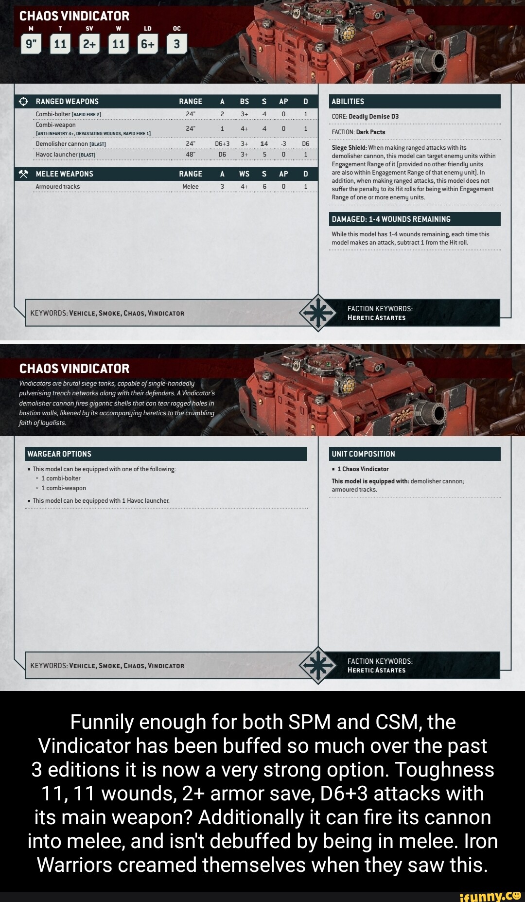 CHAOS VINDICATOR RANGED WEAPONS ABILITIES Combi-bolter 2} CORE: Deadly ...
