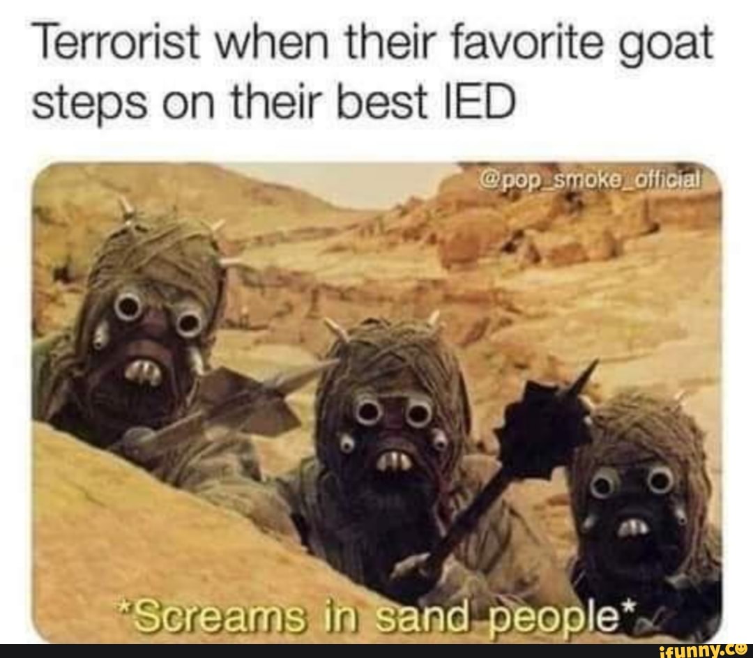 Terrorist when their favorite goat steps on their best IED - iFunny