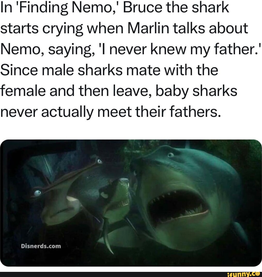 In 'Finding Nemo,' Bruce the shark starts crying when Marlin talks ...