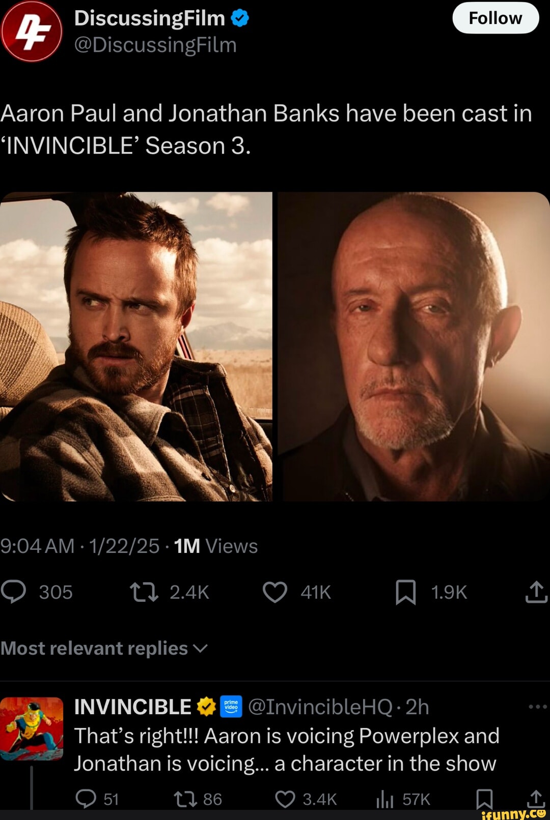 DiscussingFilm Follow Aaron Paul and Jonathan Banks have been cast in ...