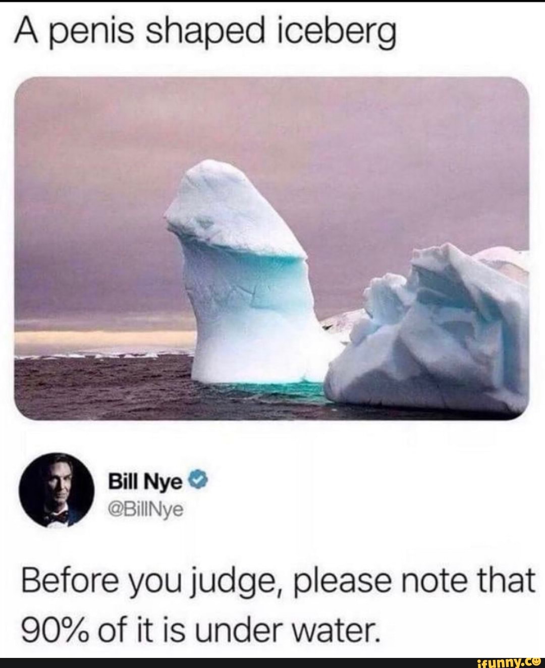 A penis shaped iceberg Before you judge, please note that 90% of it is ...