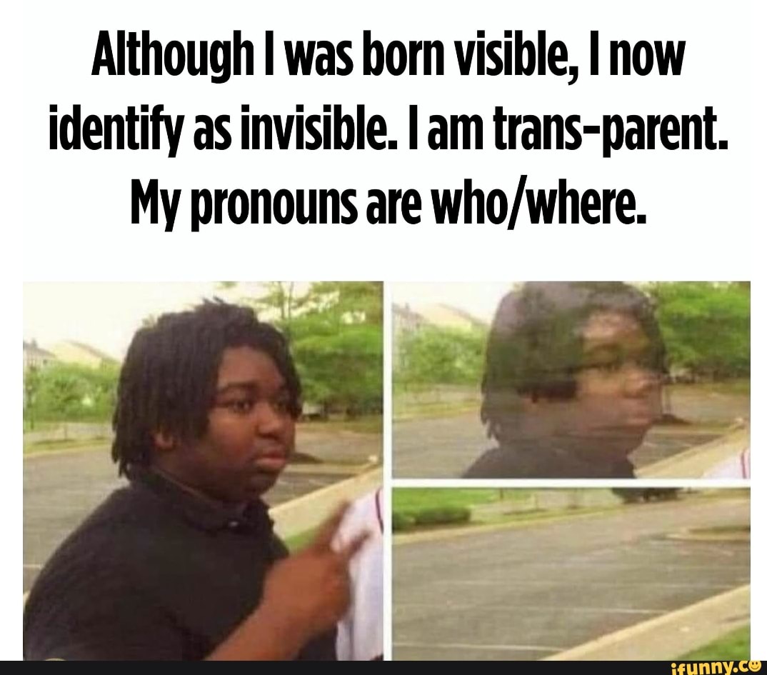 Although was born visible, I now identify as invisible. I am trans ...