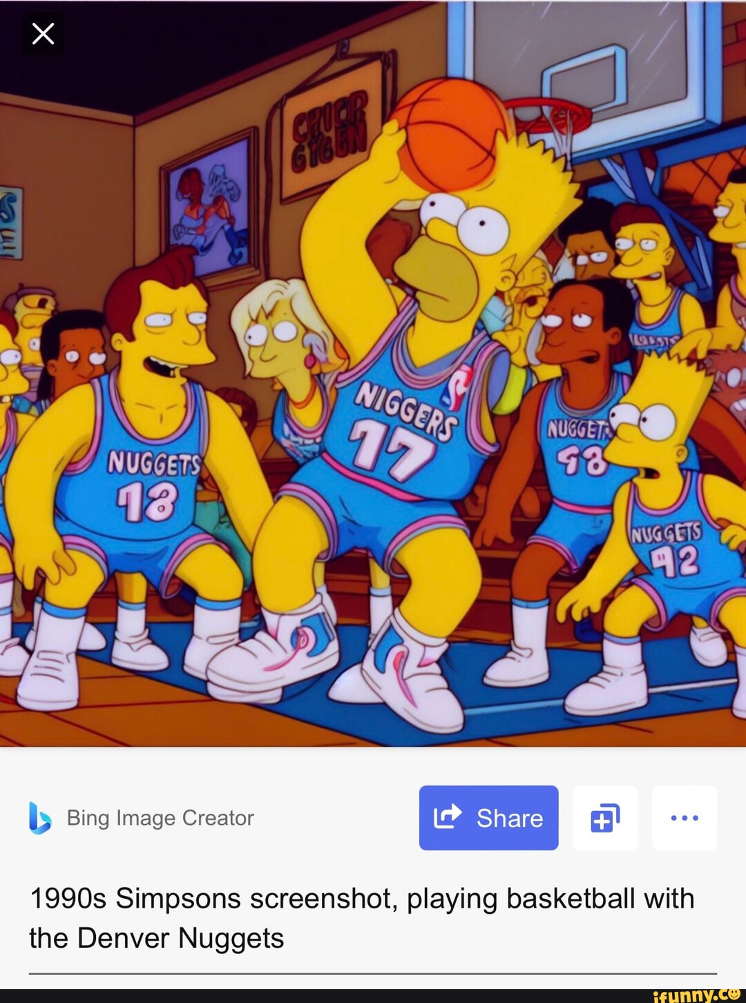 Bing Image Creator Share 1990s Simpsons screenshot, playing basketball ...