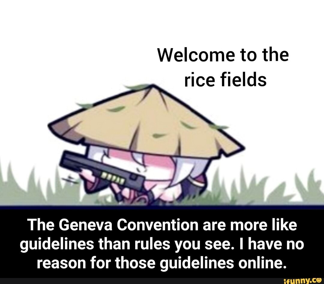 Welcome to the rice fields The Geneva Convention are more like ...