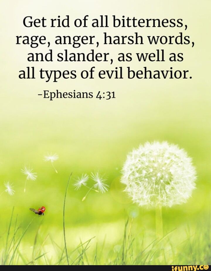 Get rid of all bitterness, rage, anger, harsh words, and slander, as ...