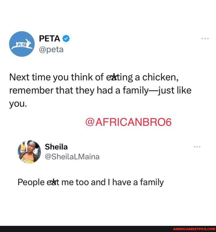PETA @peta Next time you think of exting a chicken, remember that they ...